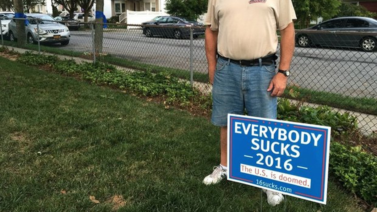 Staten Island Man Posts ‘Everybody Sucks’ Campaign Sign on Lawn – NBC ...