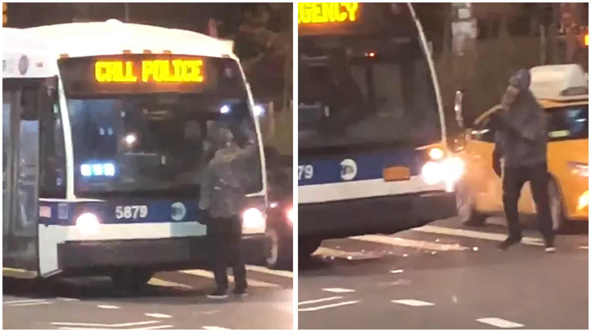 Video: Angry Commuter Blocks MTA Buses, Tears Them Apart in Fit of Rage ...