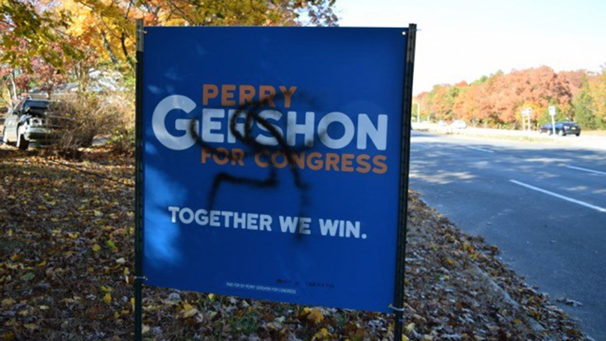 Long Island Political Sign Defaced With Swastika: Campaign – NBC New York