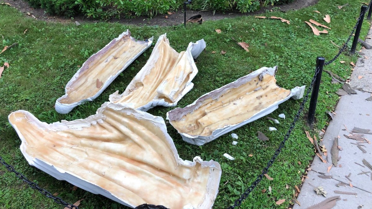 Religious Statues Smashed to Pieces Outside Catholic Church in Queens ...