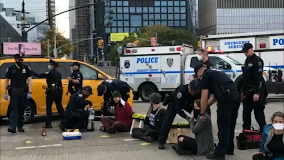 Climate Protesters With Message for Biden Arrested After Blocking NYC ...