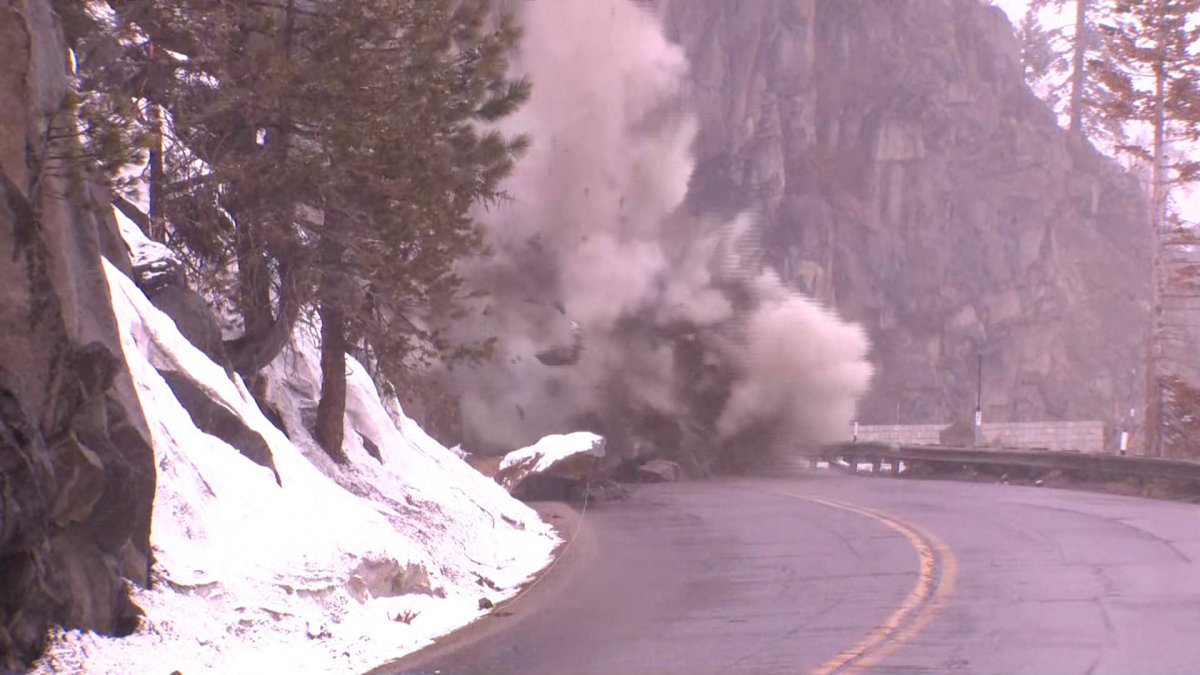 WATCH: Crews Blow Up Massive Boulder Blocking CA Highway – NBC New York