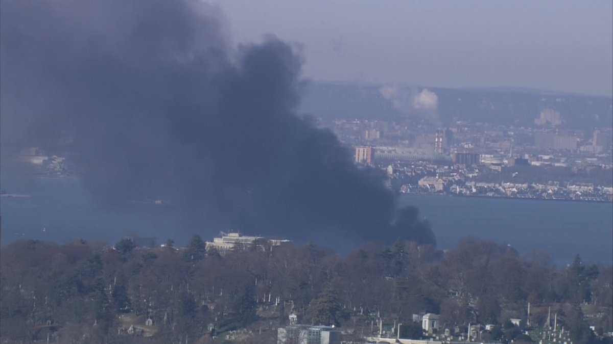 SEE IT: Chopper 4 Over the Scene of Massive Fire in Brooklyn Impound ...