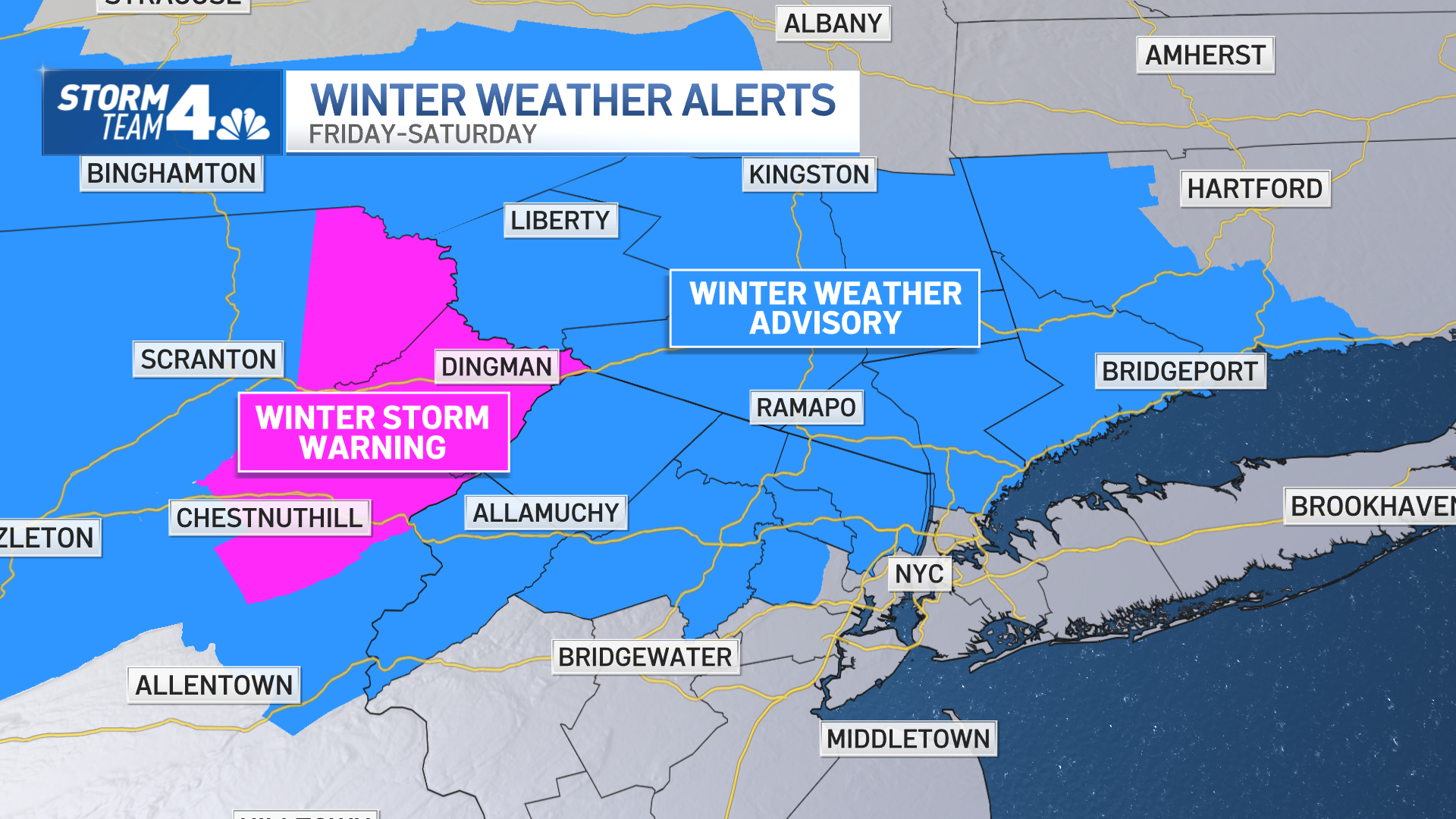 Winter Storm Warning Issued; See 10-Day NYC Weather Forecast Here – NBC ...