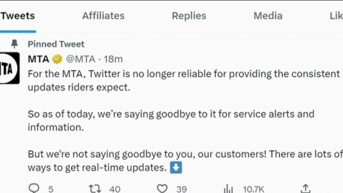 MTA No Longer Using Twitter to Share Alerts, Urgent Information – NBC ...
