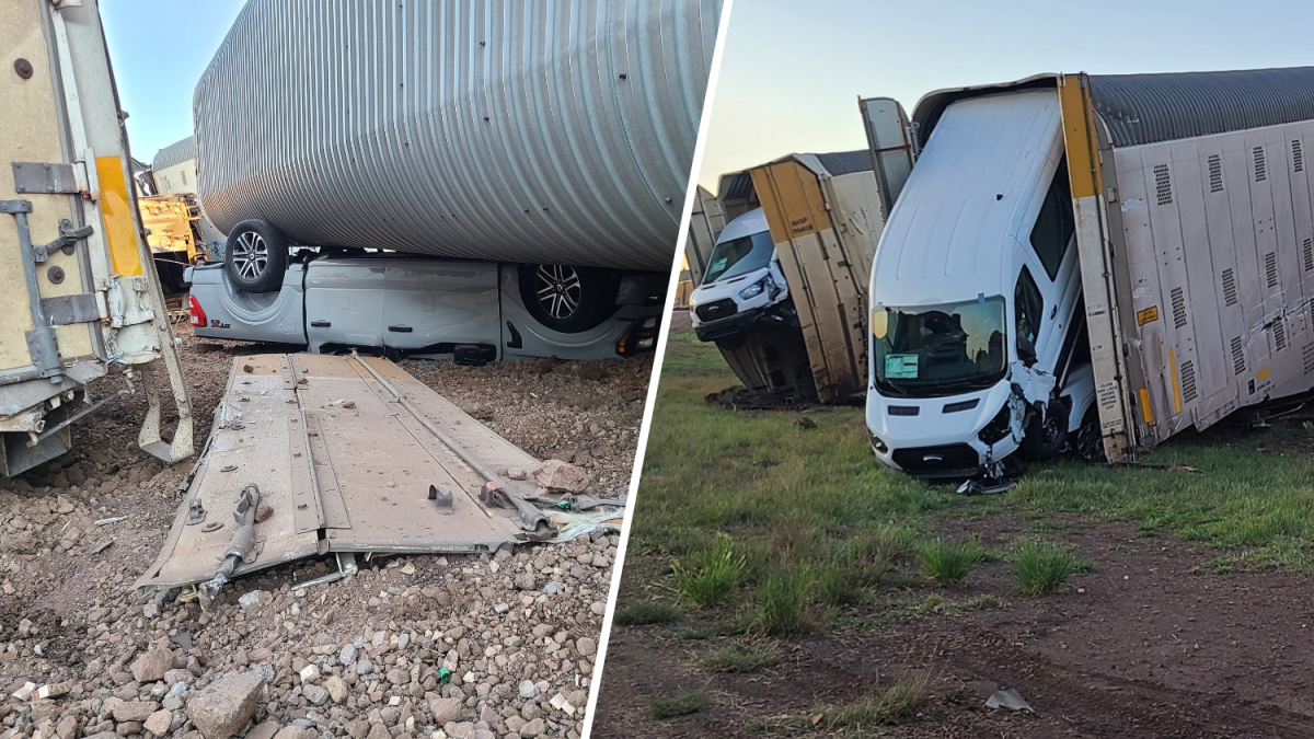 New cars and trucks crushed as freight train derails in Arizona – NBC ...