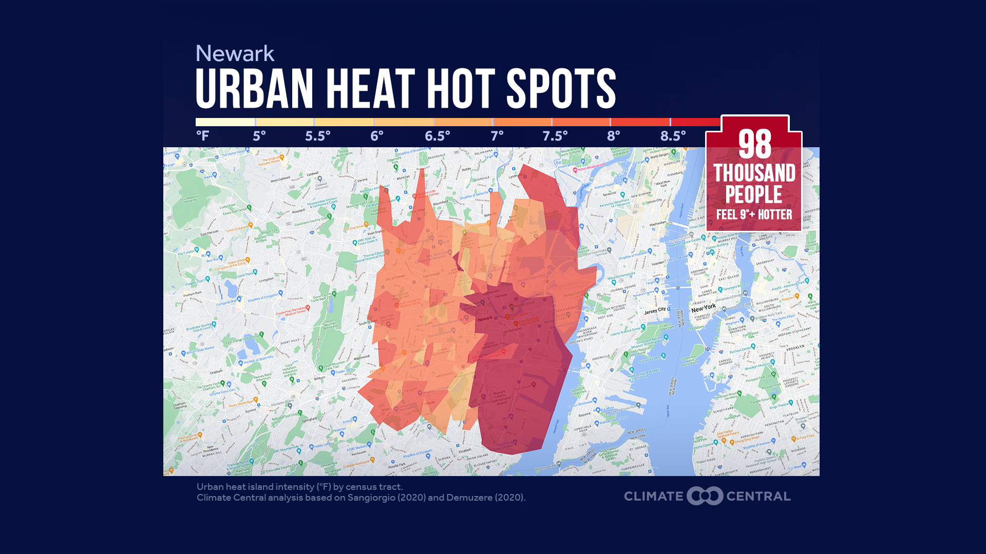 Urban heat island effect in New York City, Newark makes extreme heat ...