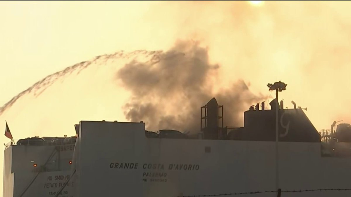 Two Newark firefighters killed in fire on cargo ship carrying 5,000 ...