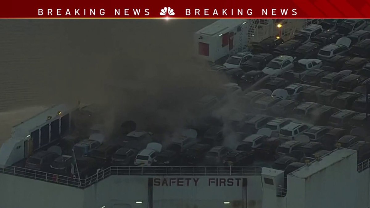 Fire aboard Newark cargo ship still burning 24 hours later – NBC New York