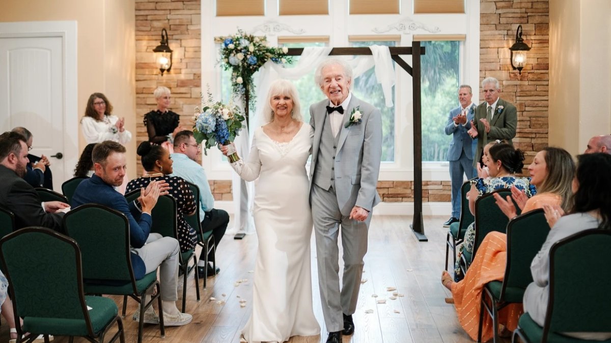 Bride, 88, finally gets to wear wedding dress, veil as she marries her ...