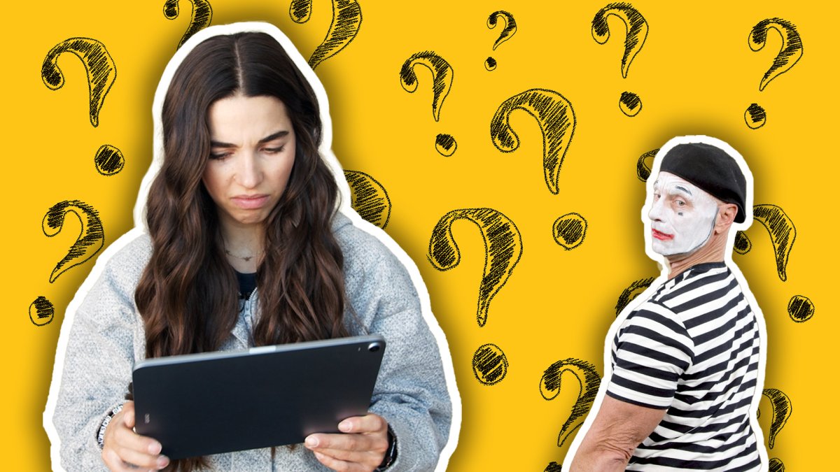 Brooke Raboutou tries to guess what Olympic sport a professional mime ...
