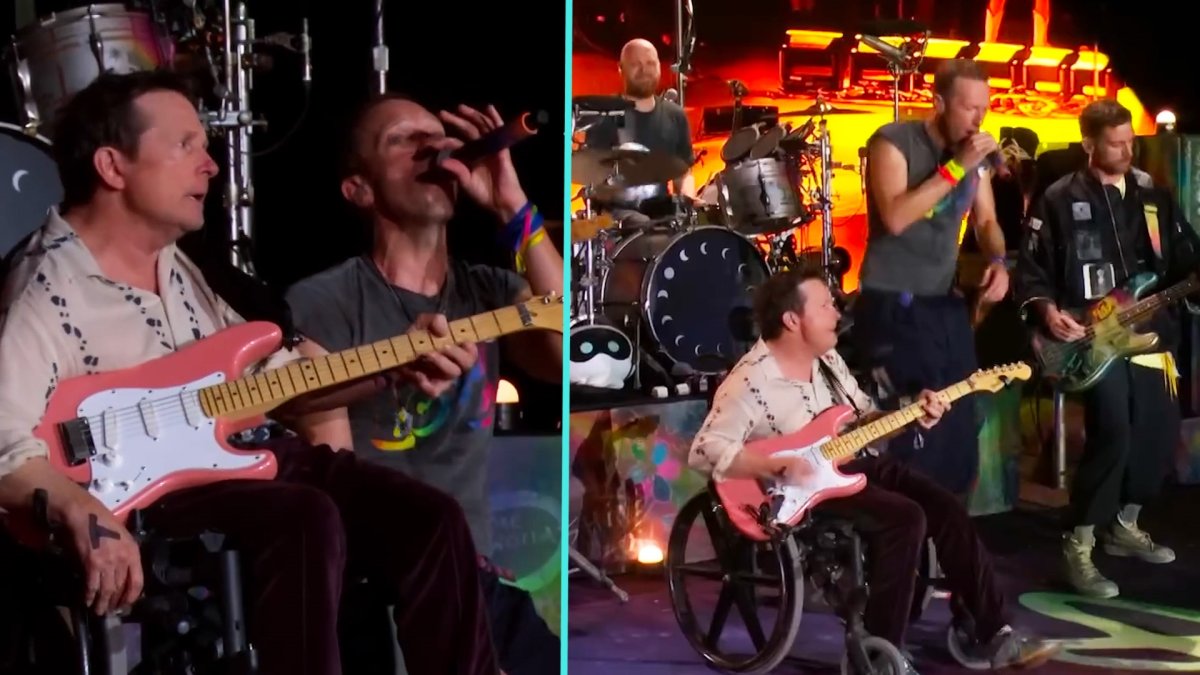 Michael J. Fox plays guitar with Coldplay at Glastonbury – NBC New York Michael J. Fox plays guitar with Coldplay at Glastonbury – NBC New York