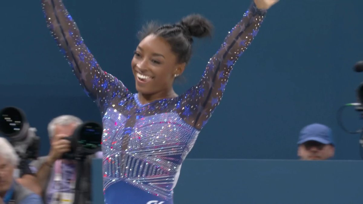 Highlight: Simone Biles’ electric floor routine secures all-around ...