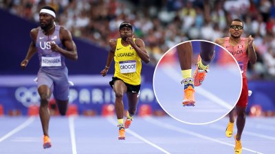Olympics sprinter rocks Minions, SpongeBob socks in Paris 2024 – NBC ...