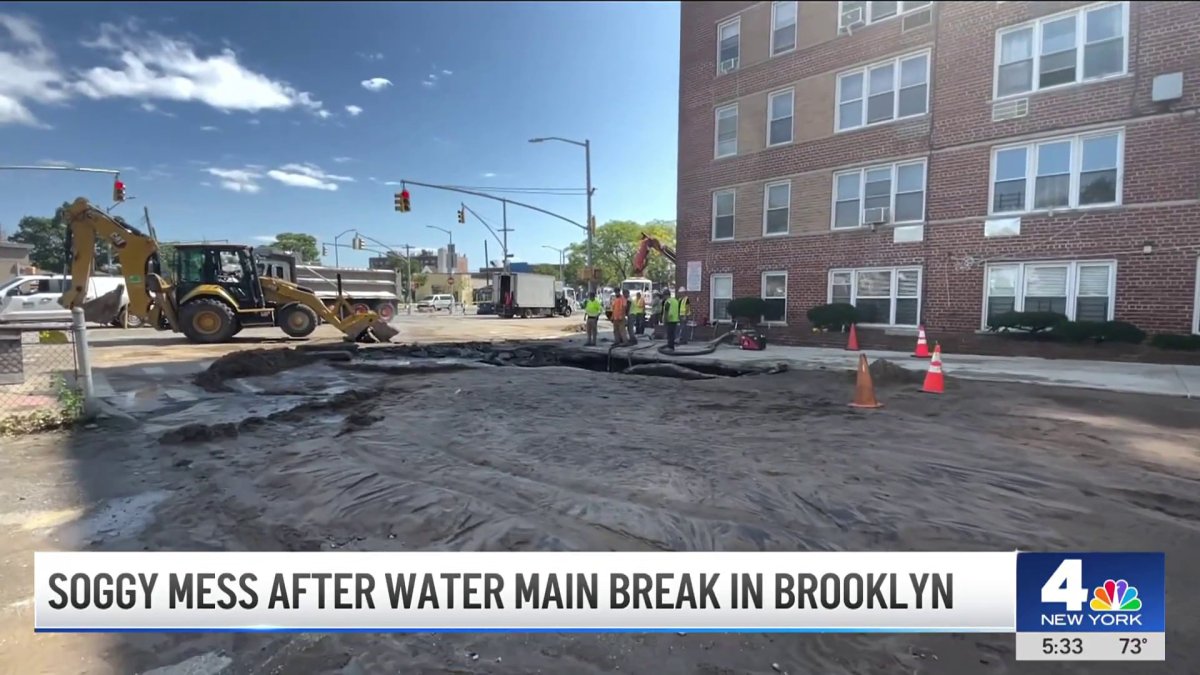 Soggy mess after water main break in Brooklyn – NBC New York
