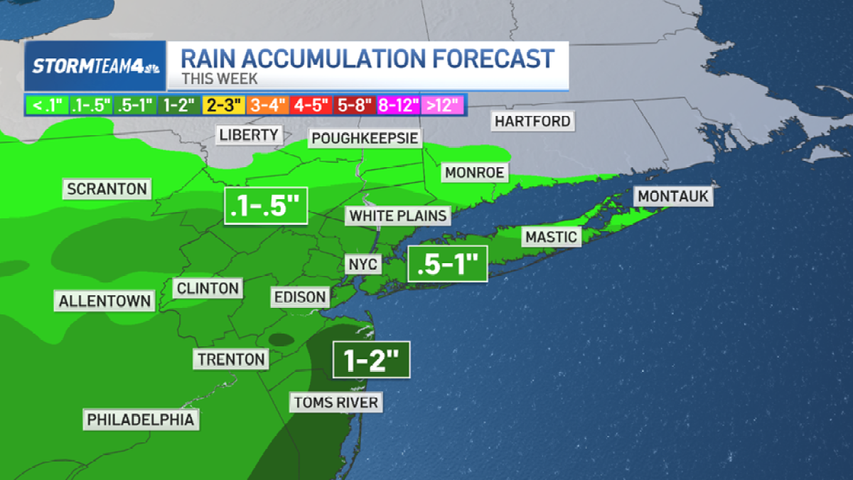 NYC weather forecast predicts rain later in week – NBC New York