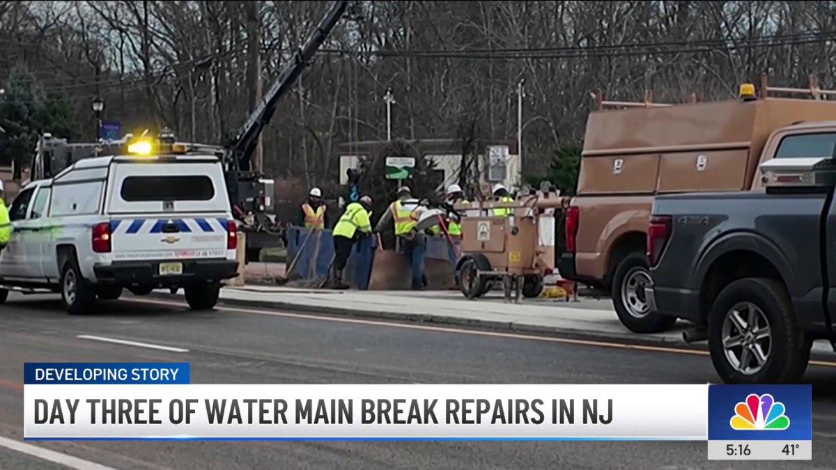 Day three of water main break repairs in NJ – NBC New York