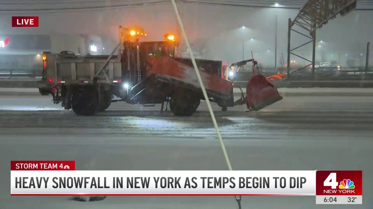 Heavy snowfall across New York area as temperatures drop – NBC New York