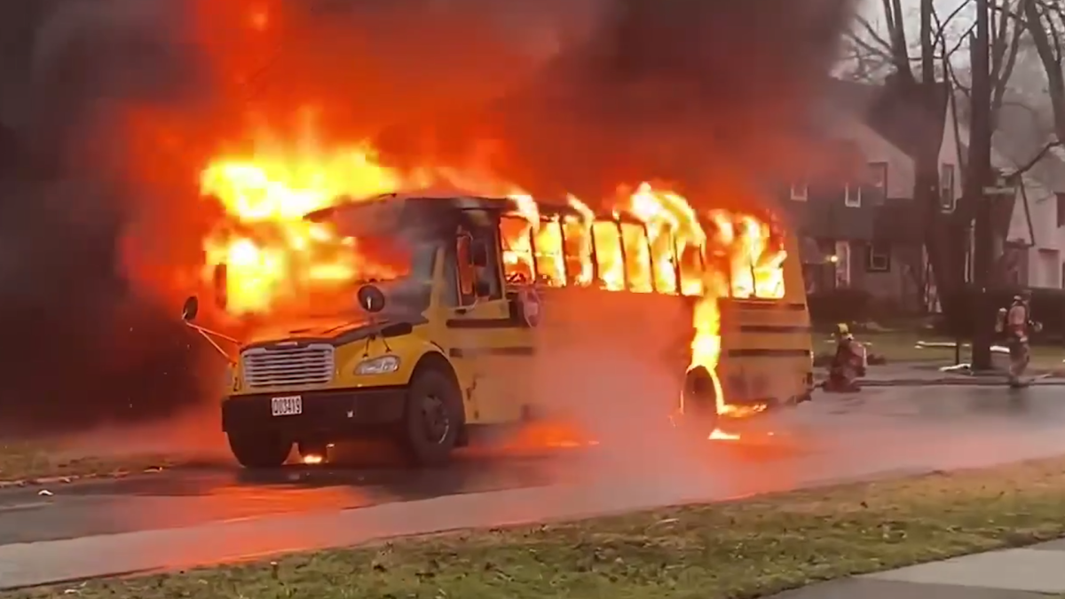 WATCH: School bus catches fire in Ohio – NBC New York