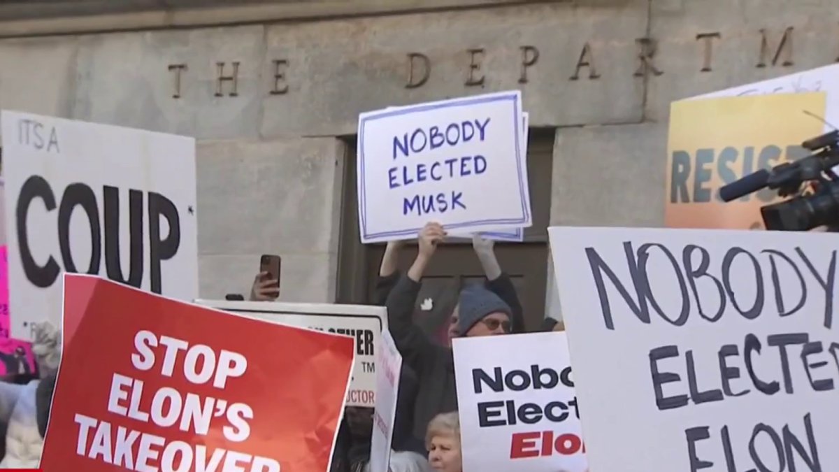 Federal workers protest DOGE access to Treasury Department data – NBC ...