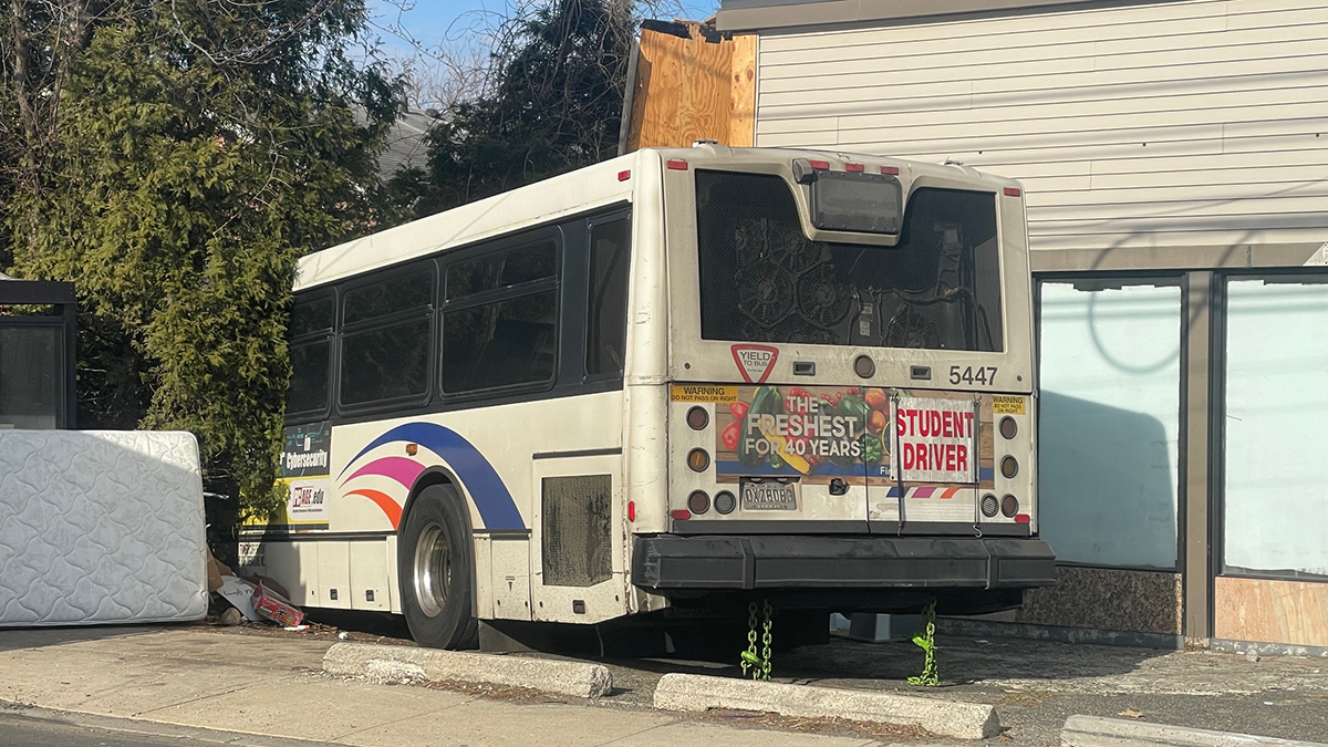 NJ Transit bus crashes into Leonia building – NBC New York