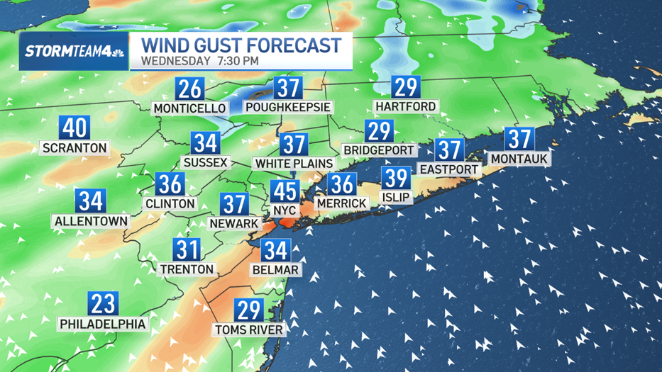 Storm forecast: Rain, high winds in NYC weather Wednesday – NBC New York