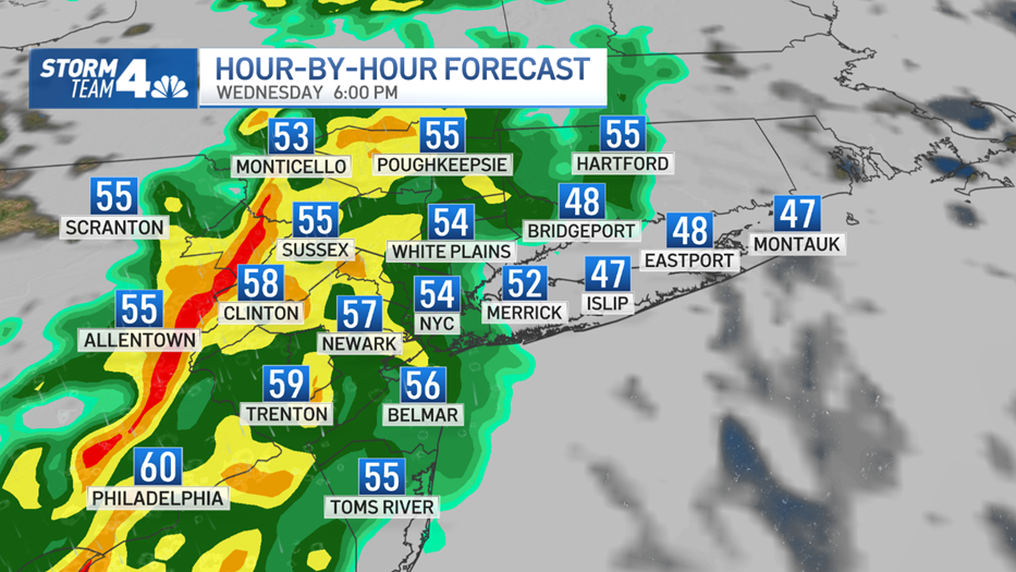 Storm forecast: Rain, high winds in NYC weather Wednesday – NBC New York