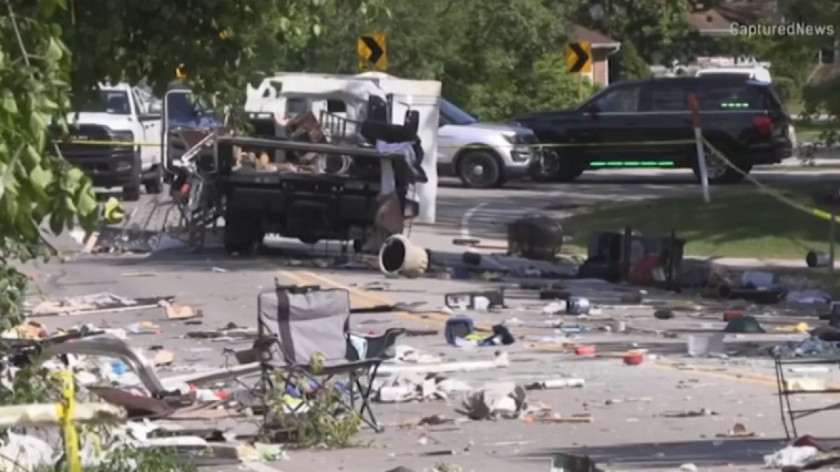 Watch: Addison truck explosion sends debris flying – NBC New York