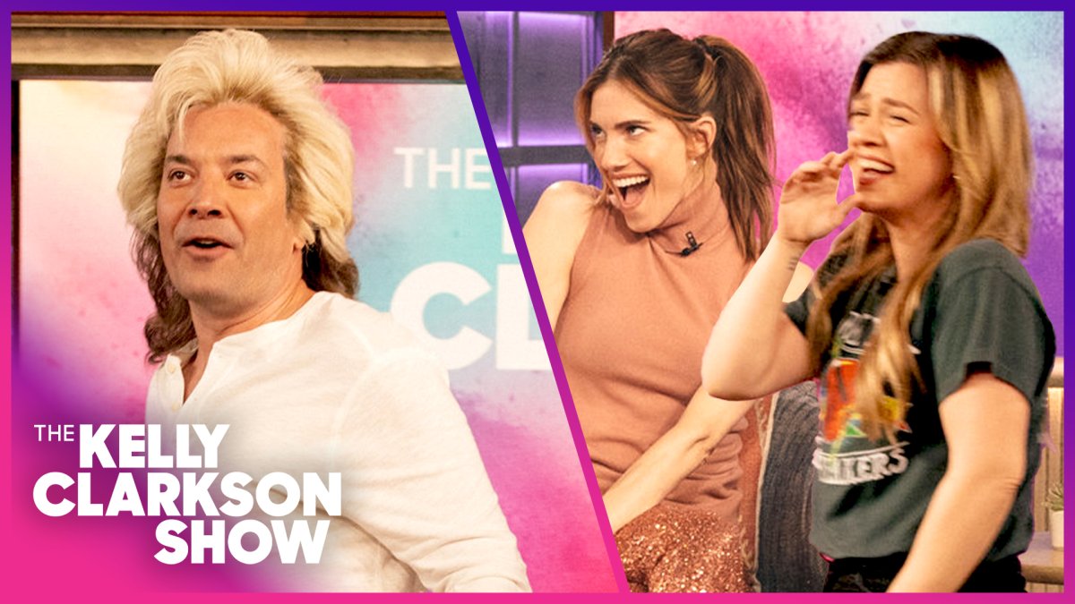 See Jimmy Fallon crash Kelly Clarkson & Allison Williams interview ...