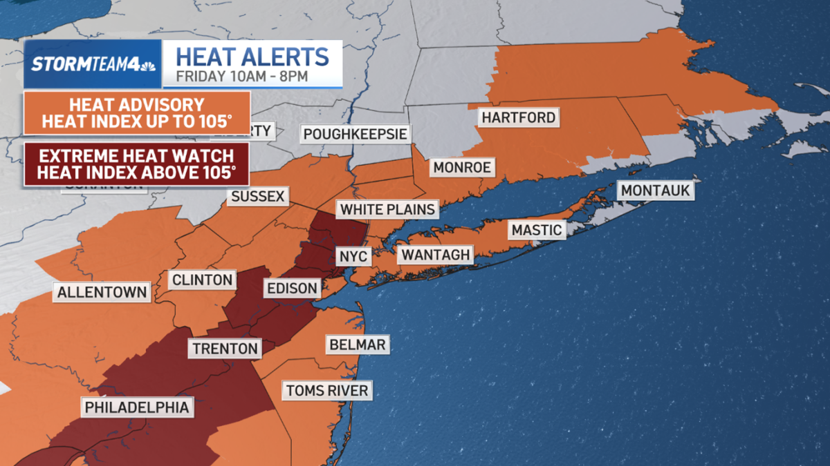 NYC weather turns dangerously hot and humid heading into weekend – NBC ...
