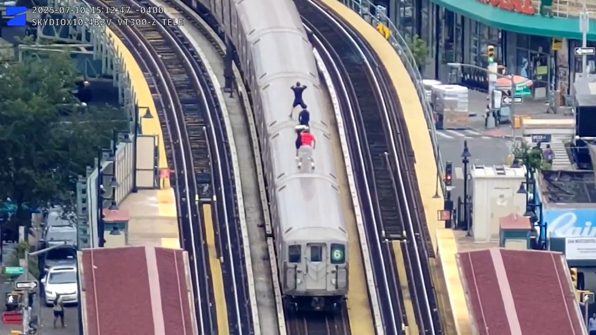 NYPD drone records teenagers subway surfing – NBC New York