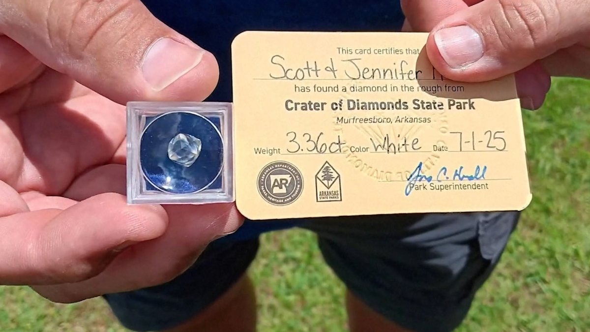 Couple finds 3.36-carat diamond at Arkansas state park – NBC New York