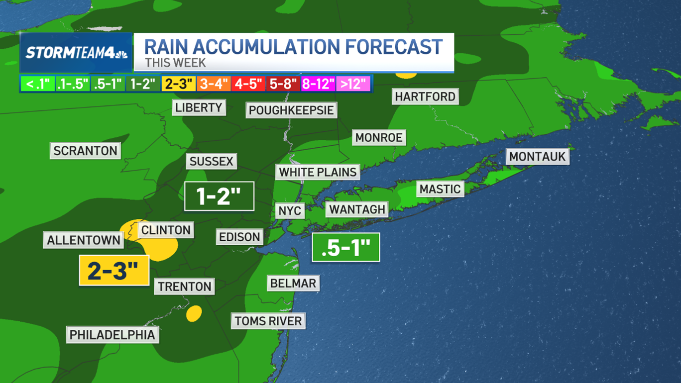 NYC forecast calls for scattered, off-and-on rain showers – NBC New York