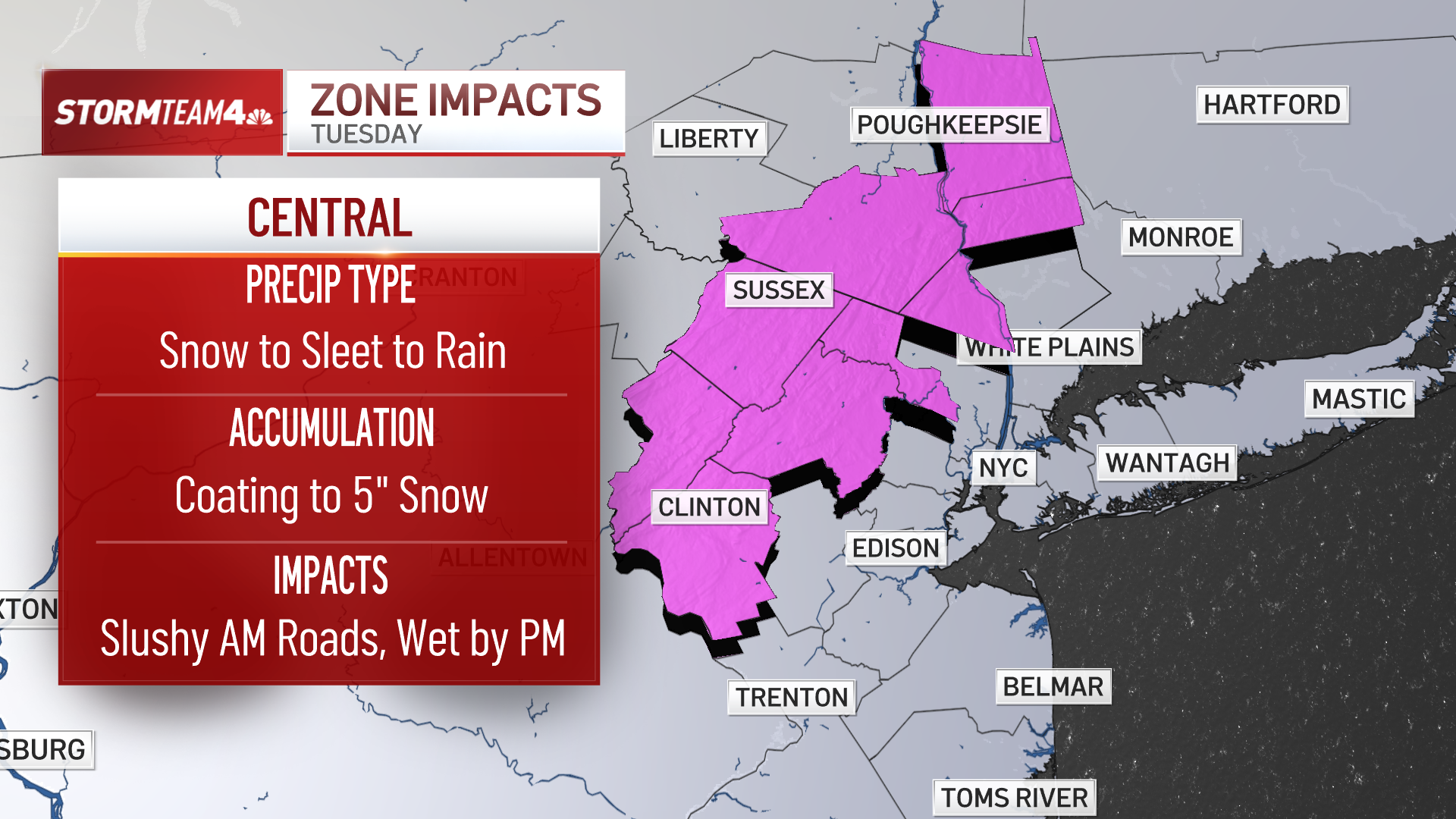 Storm may bring 5+ inches of snow, but many will get rain – NBC New York