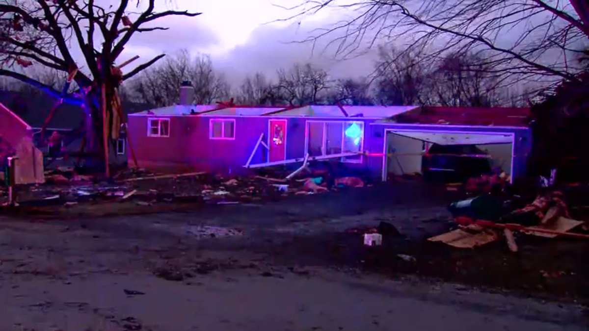 Reported tornado damages buildings in Mount Zion, Illinois – NBC New York