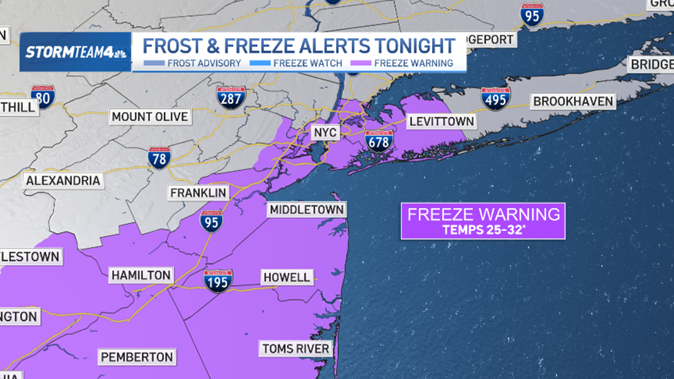 Freeze warning issued for Tuesday night: in NYC, NJ What to know – NBC ...