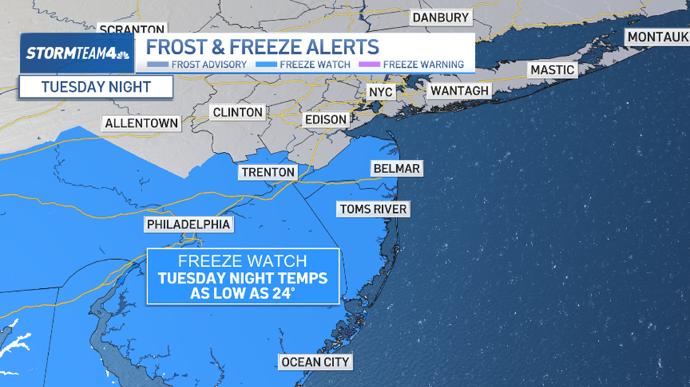 NJ freeze watch issued for Tuesday night: What to know – NBC New York